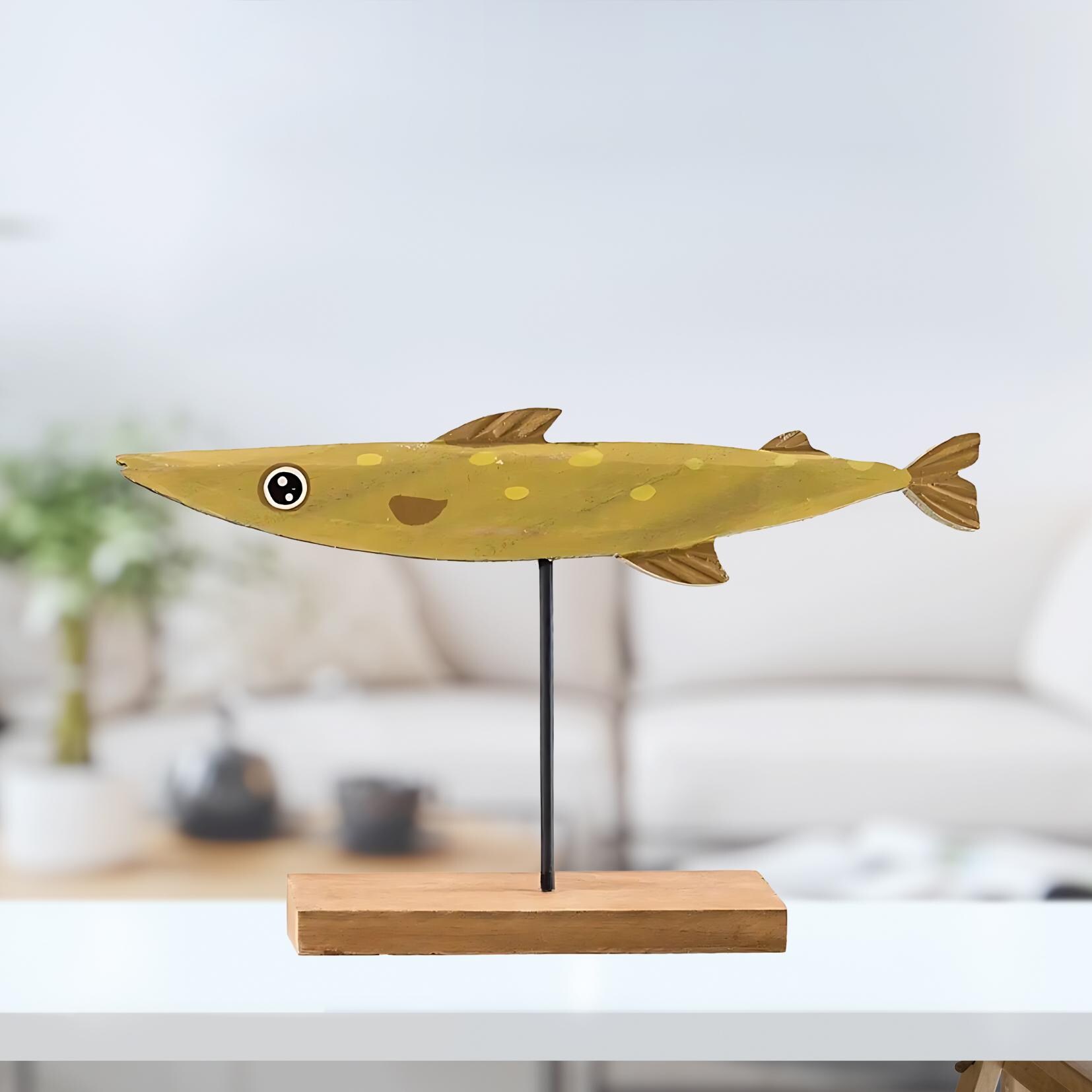 Quirky Hand Carved Fish Figurines, Colourful Ocean-inspired Home Decor ...