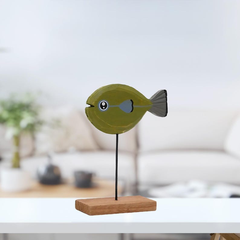 Quirky Hand Carved Fish Figurines, Colourful Ocean-inspired Home Decor ...