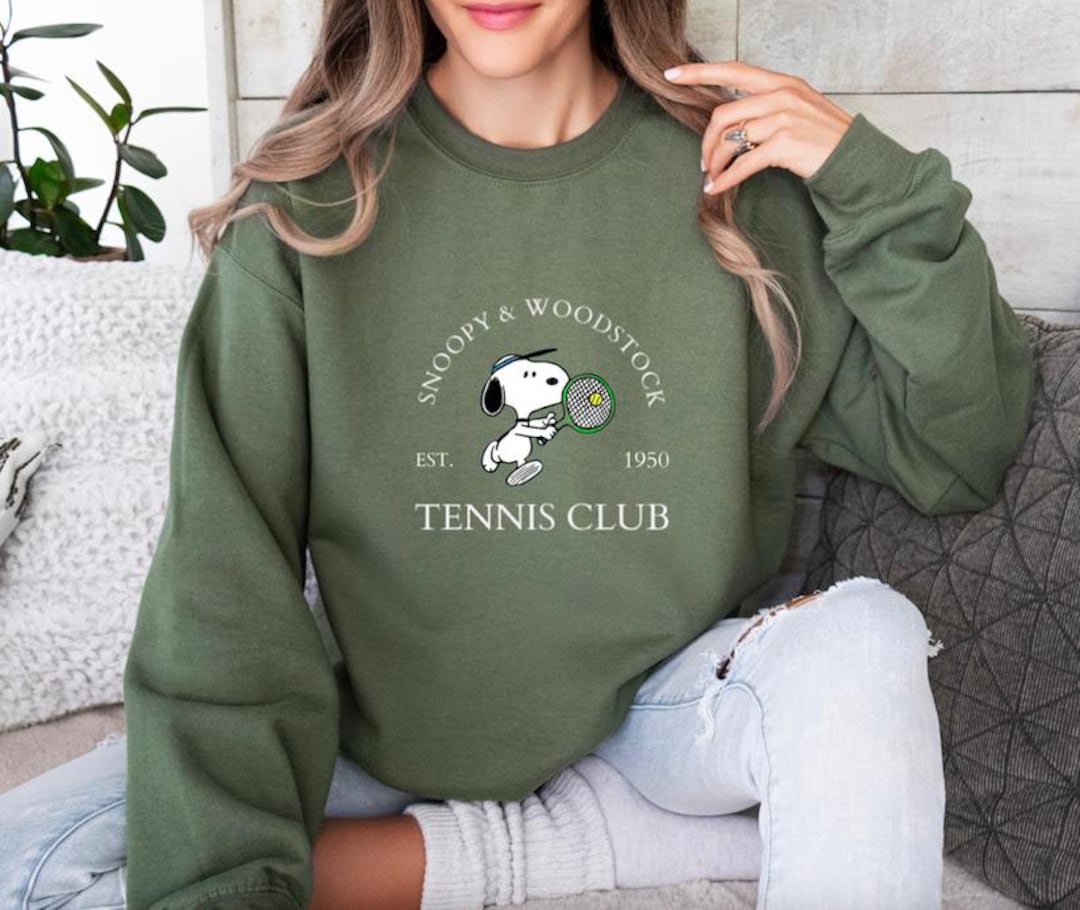Snoopy Sweatshirt, Tennis Club Sweatshirt, Snoopy Peanuts Sweatshirt ...
