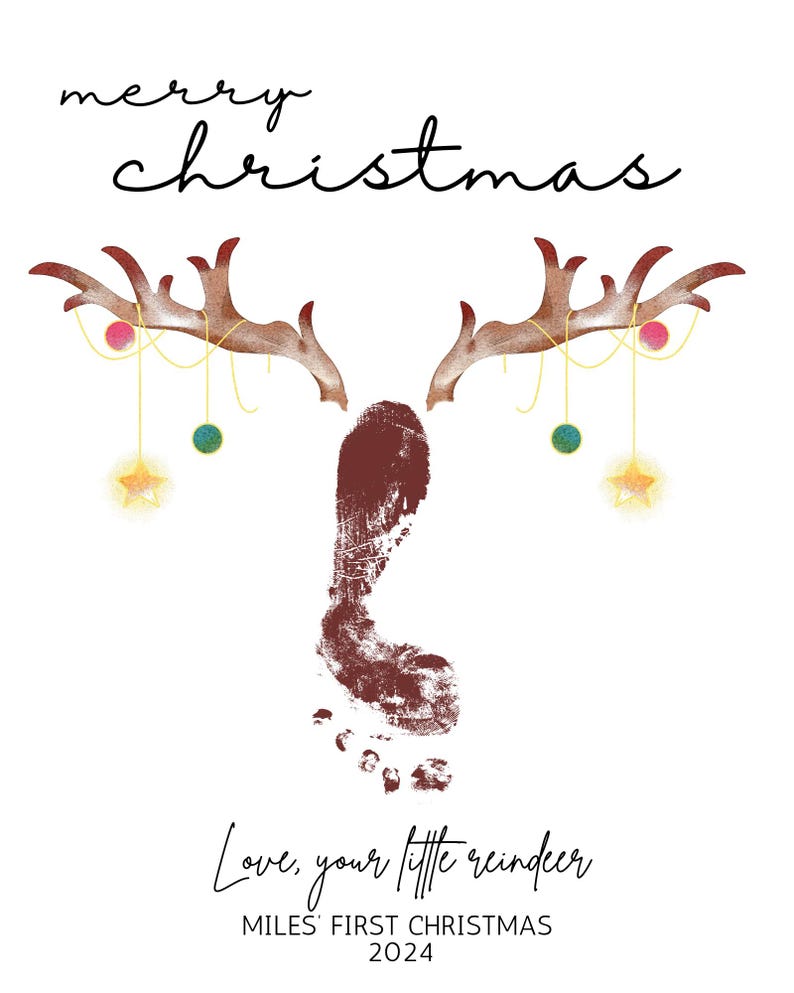 Baby's First Christmas DIY Craft Template for Handprint or Footprint ...