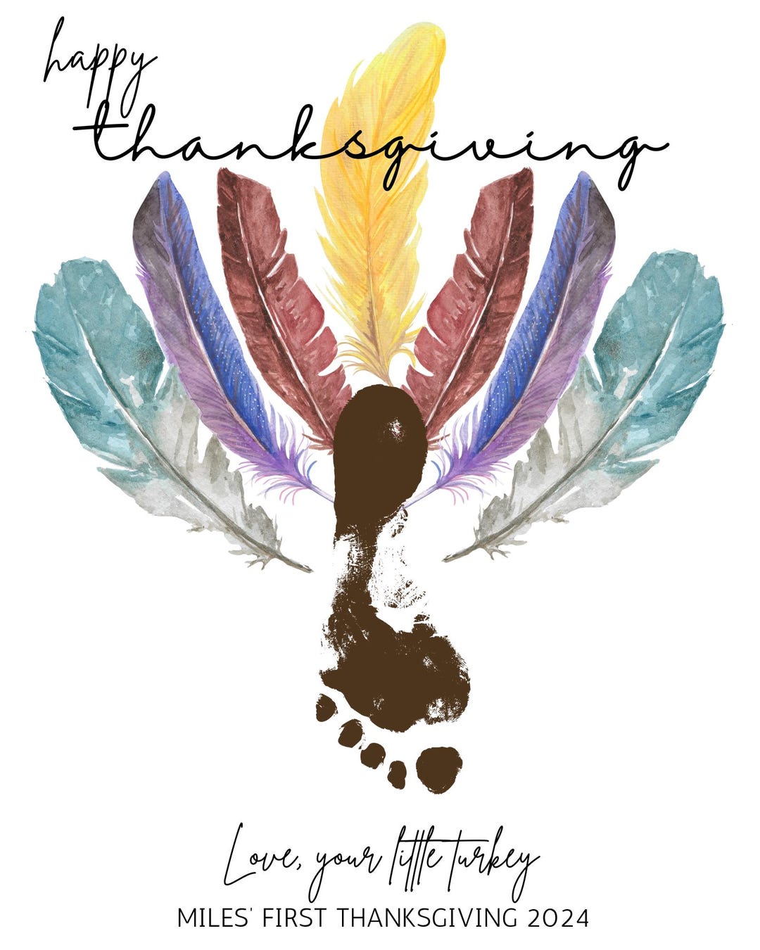 Baby's First Thanksgiving DIY Craft Template for Handprint or Footprint ...