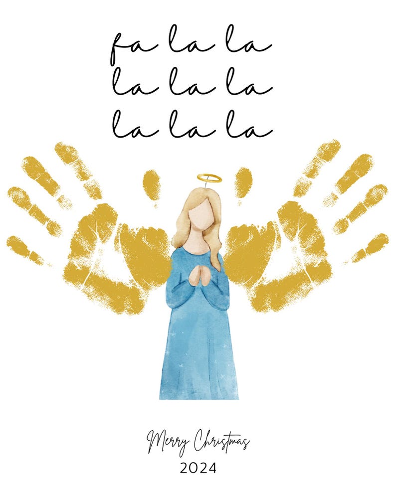 Kids Christmas DIY Craft Template for Handprint or Footprint Angel ...