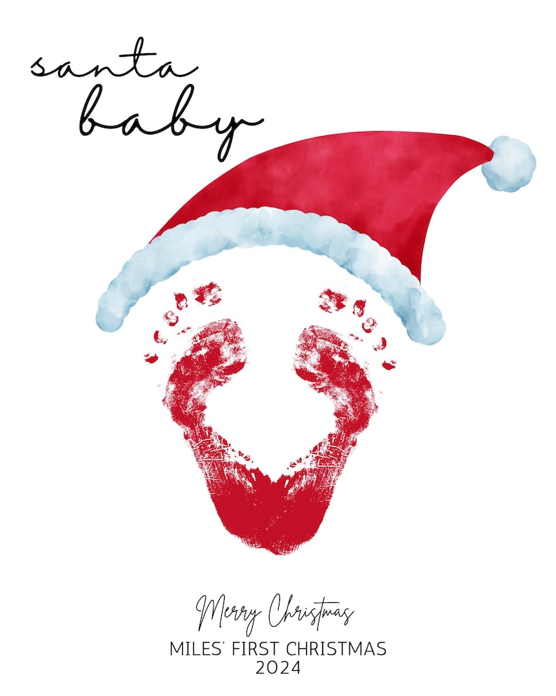 Baby's First Christmas DIY Craft Template for Handprint or Footprint ...