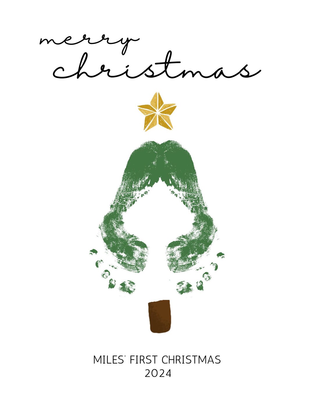 Baby's First Christmas DIY Craft Template for Handprint or Footprint ...