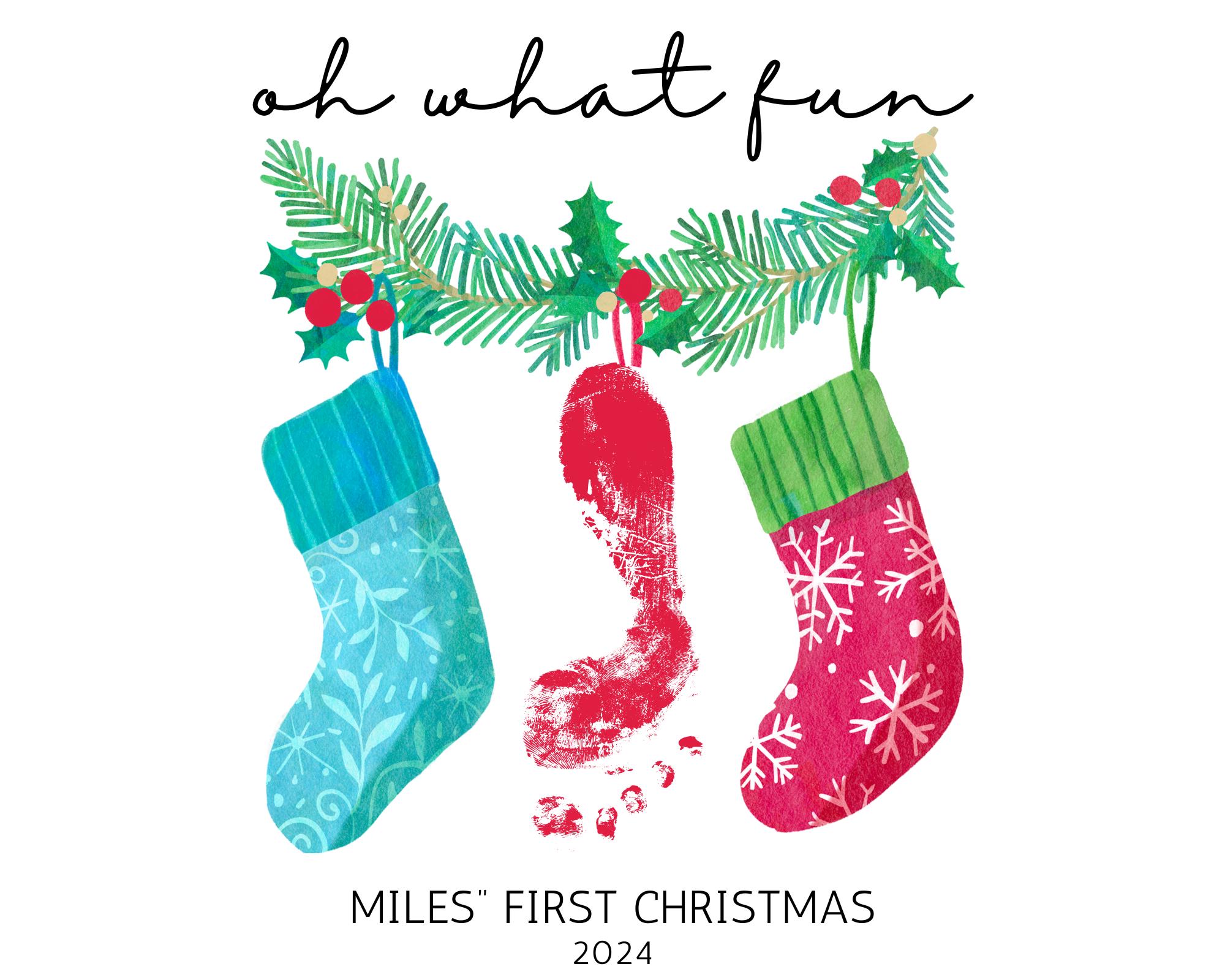 Baby's First Christmas DIY Craft Template for Handprint or Footprint ...