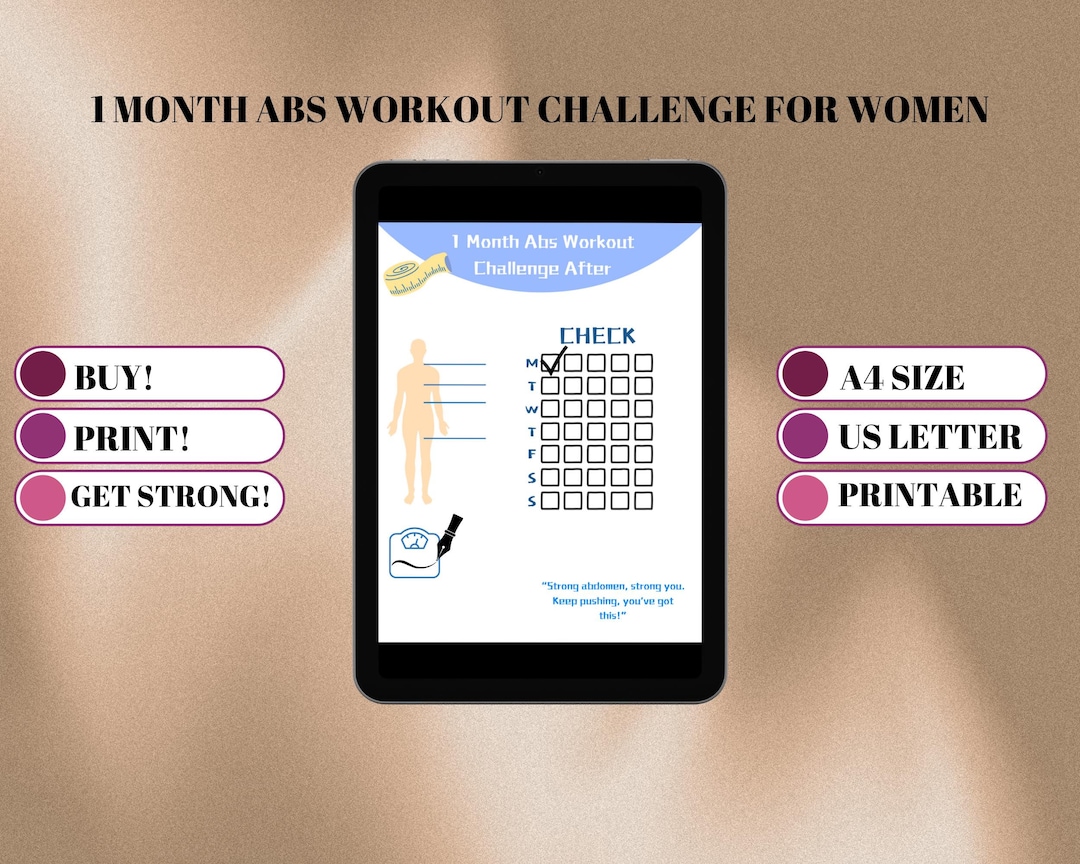 1 Month ABS Workout Challenge for WOMEN | Digital or Printable - Etsy