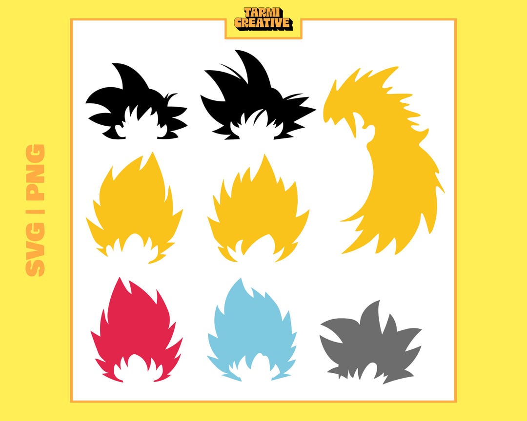 DBZ SVG, Goku Hair SVG, Anime Clipart, Anime Silhouette, Cut Files for ...