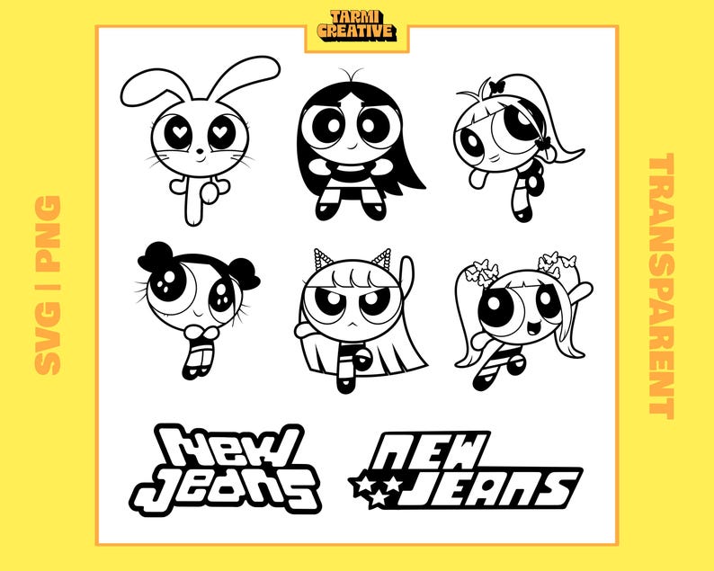 Newjeans Powerpuff Girls SVG, K-pop SVG, Rabbit Bunnies PNG, Cut Files for Cricut, Newjeans ...