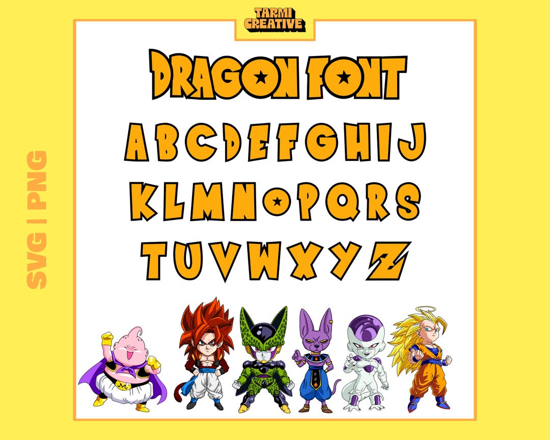 DBZ Font & Characters SVG, Anime SVG, Svg Bundle, Anime Clipart, Anime ...