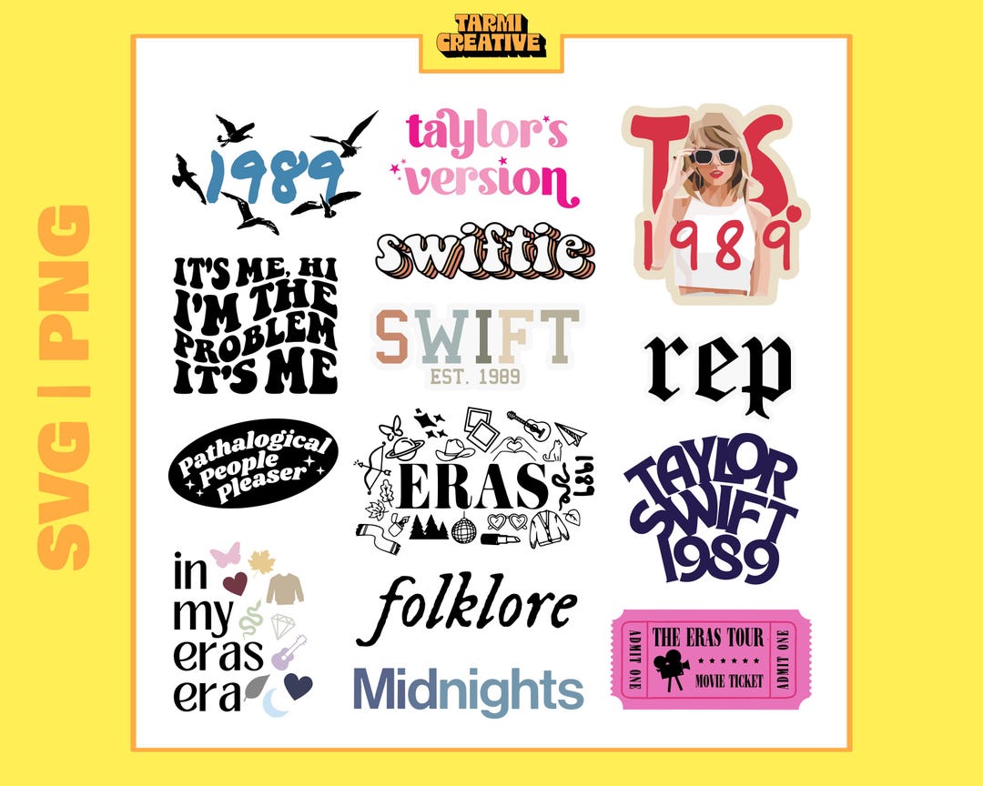 Taylor Swift SVG Bundle, Swiftie PNG Pack, Eras Clipart, Svg Files for ...
