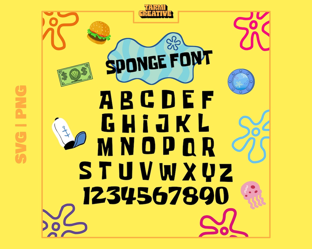 Sponge Font and Template SVG, Birthday Party Pack, Birthday Letters Png ...