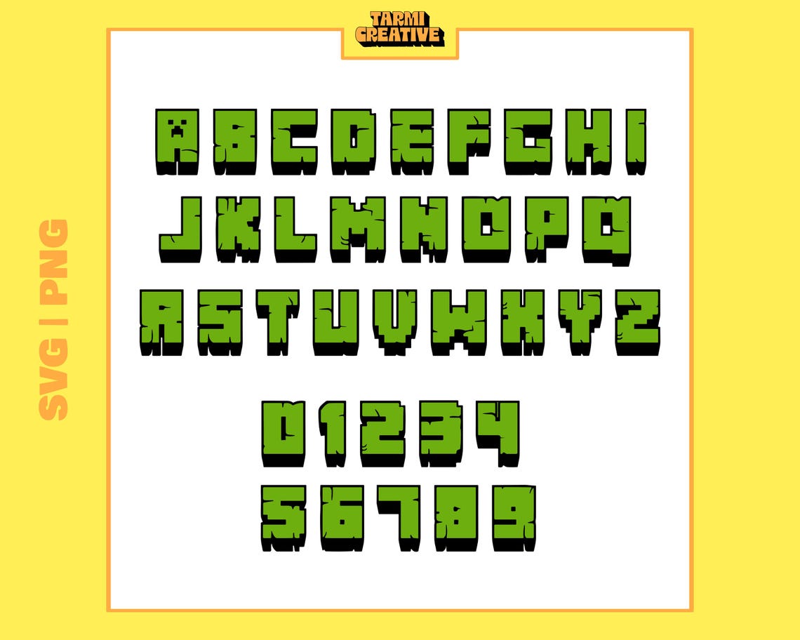 Minecraft Font SVG, Mincraft Clipart, Minecraft Png, Minecraft Birthday ...