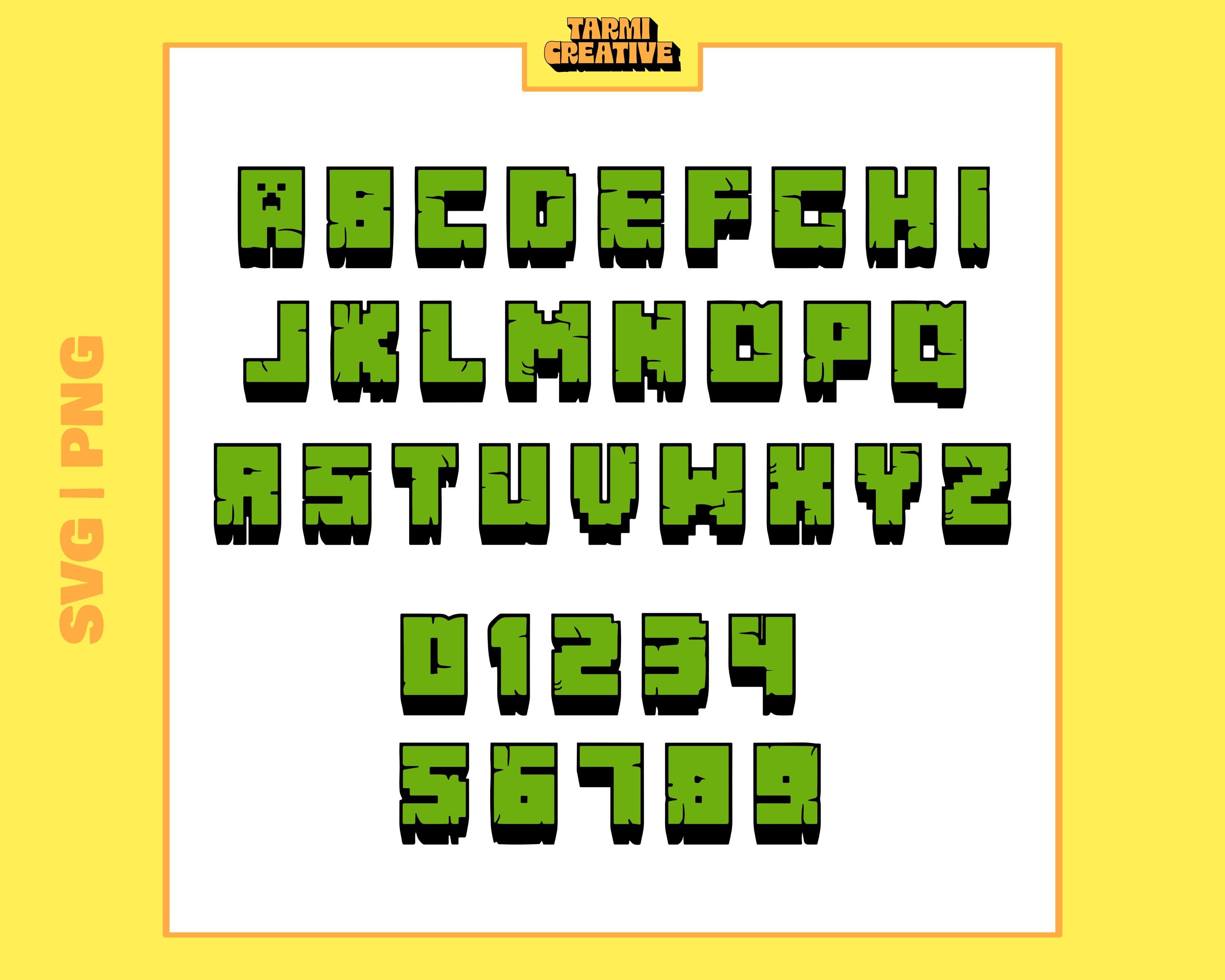 Minecraft Font SVG, Mincraft Clipart, Minecraft Png, Minecraft Birthday ...