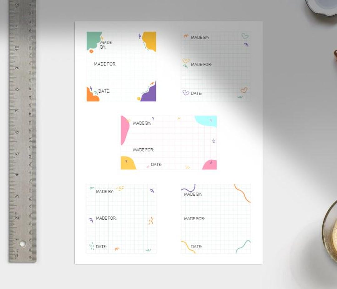 Printable Quilt Labels: Colorful Grid Style, Custom Editable (instant ...
