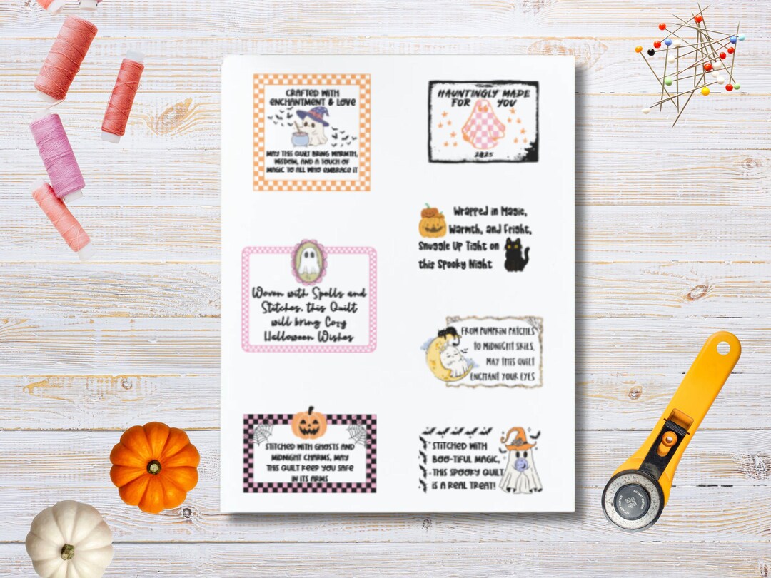 Printable Quilt Labels: Halloween Ghosts Labels, Bookworm, Editable ...