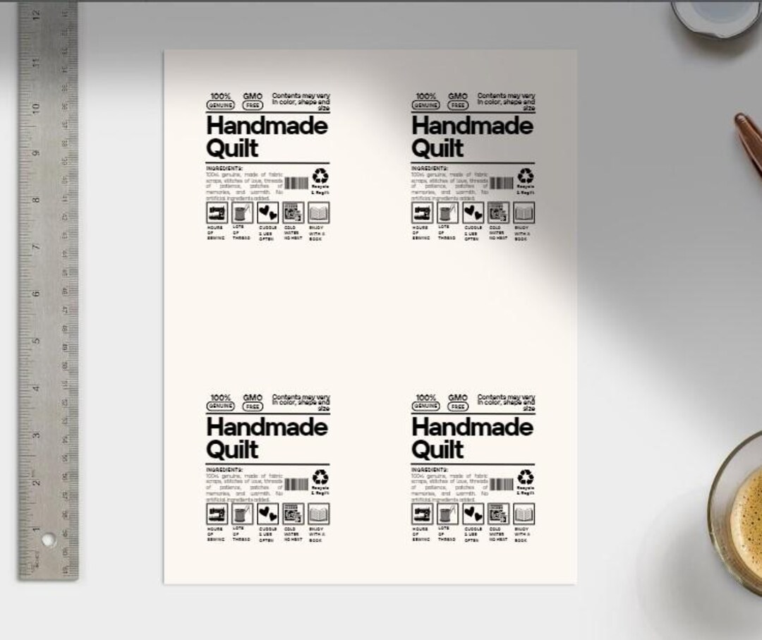 Modern Handmade Quilt Labels: Printable Custom Design (digital Download ...