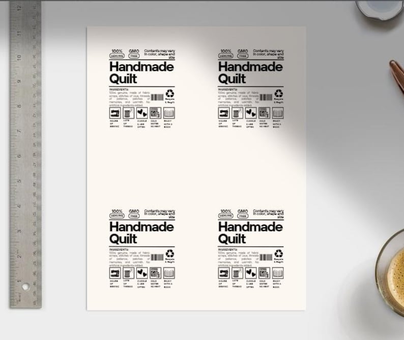 Modern Handmade Quilt Labels: Printable Custom Design (digital Download ...