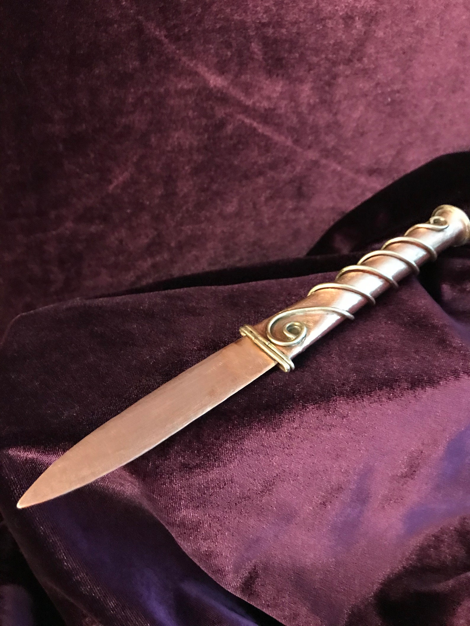 Copper Dagger, Knife, Copper and Brass Athame, Letter Opener - Etsy