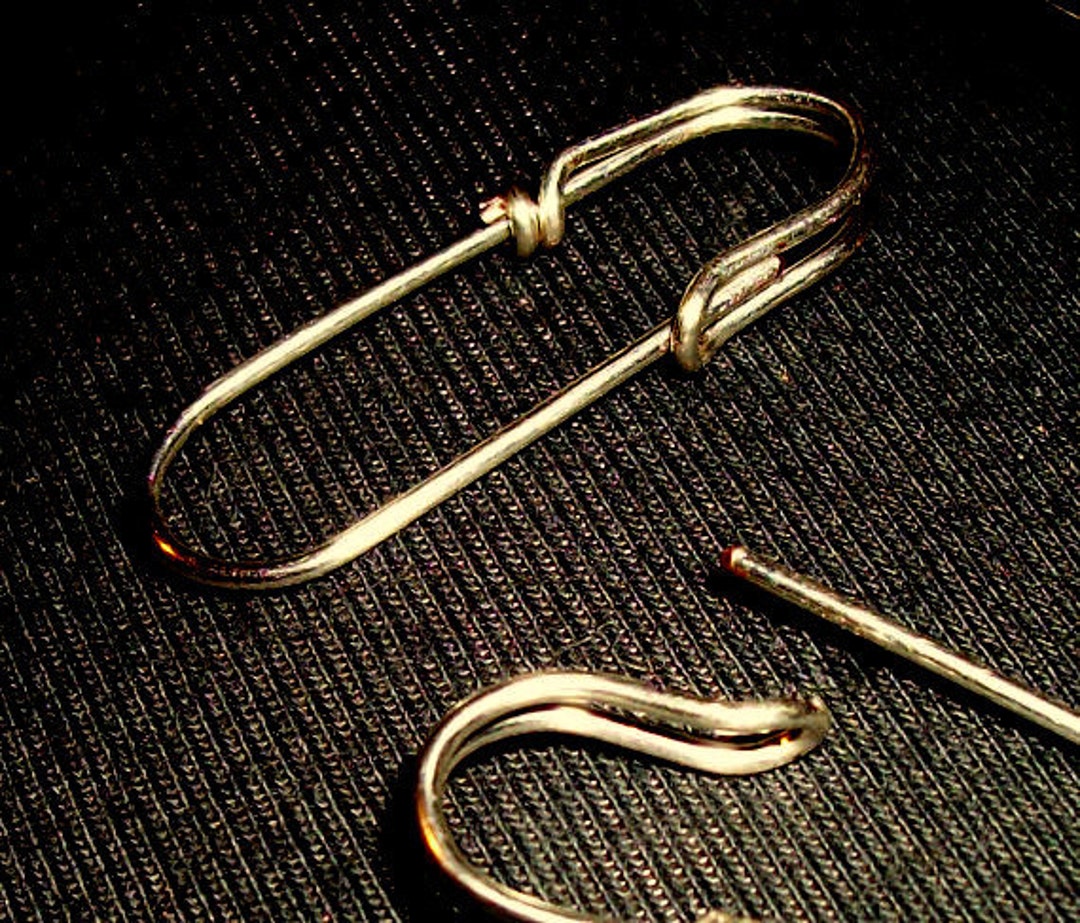 Gold Plate, Silver Plate, Open Loop Safety Pin, Shawl Pins, Stitch ...