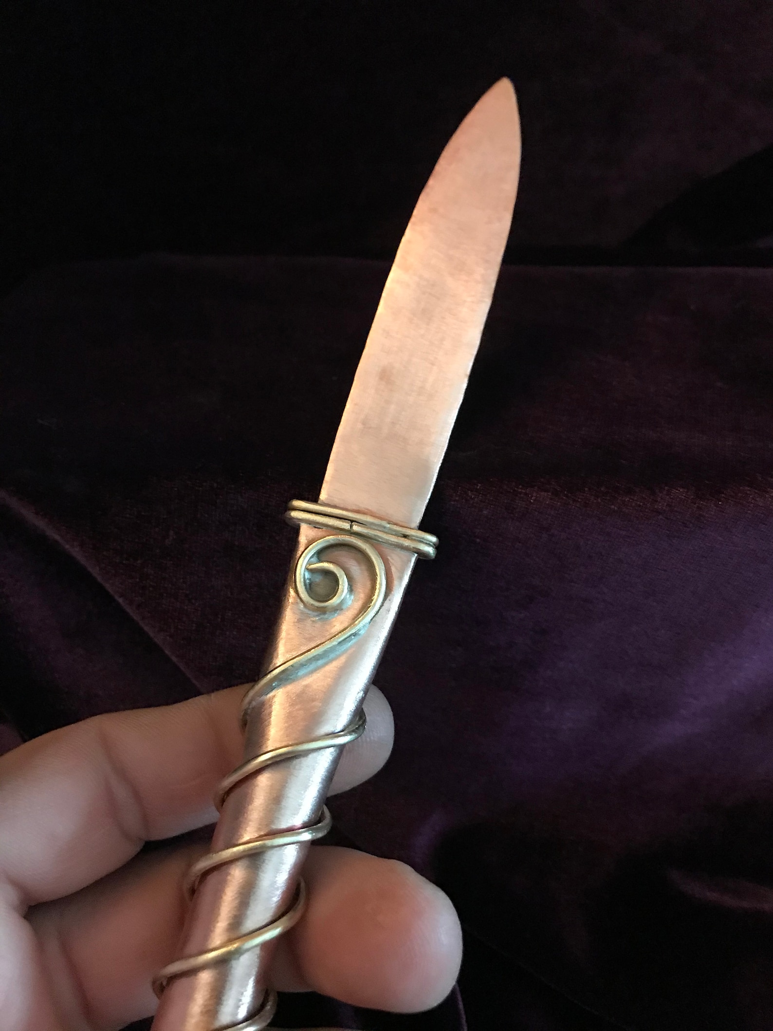 Copper Dagger, Knife, Copper and Brass Athame, Letter Opener - Etsy