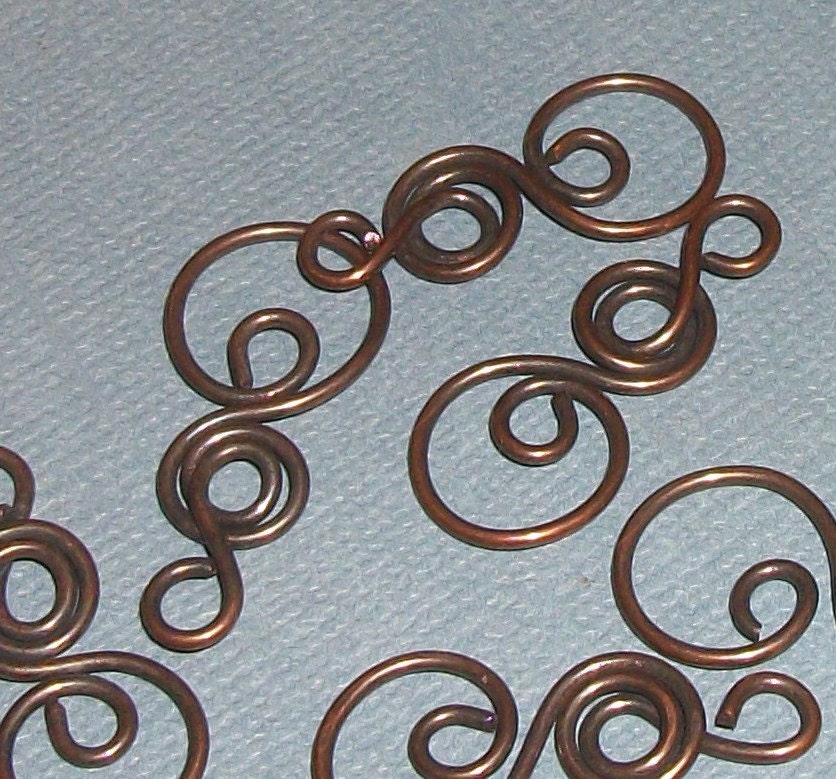 Copper Loop Swirl Oxidized Link Charm 6 | Etsy