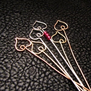 Heart Head Pin, Eye Pin, Fancy Headpin, Fancy Eye Pin, Jewelry Finding ...