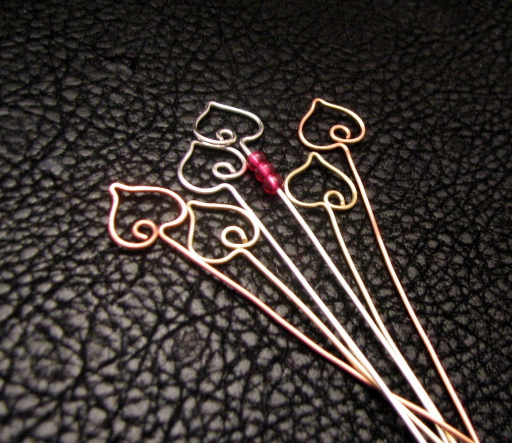 Heart Head Pin, Eye Pin, Fancy Headpin, Fancy Eye Pin, Jewelry Finding ...