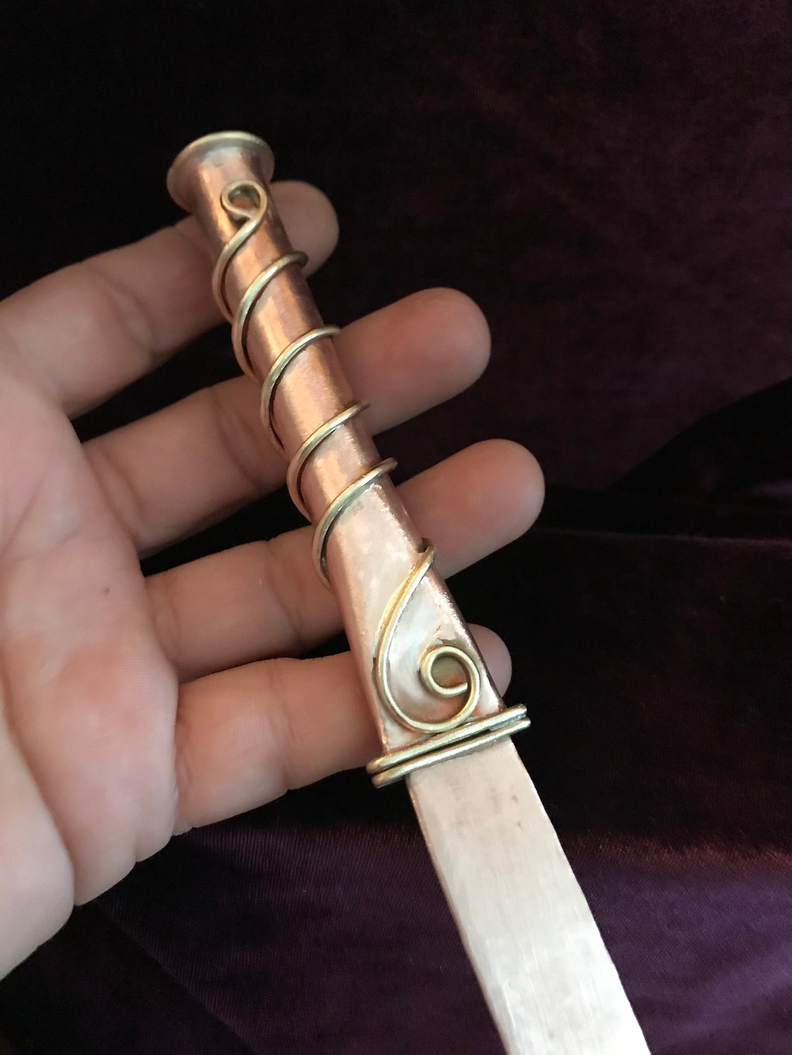 Copper Dagger, Knife, Copper and Brass Athame, Letter Opener - Etsy