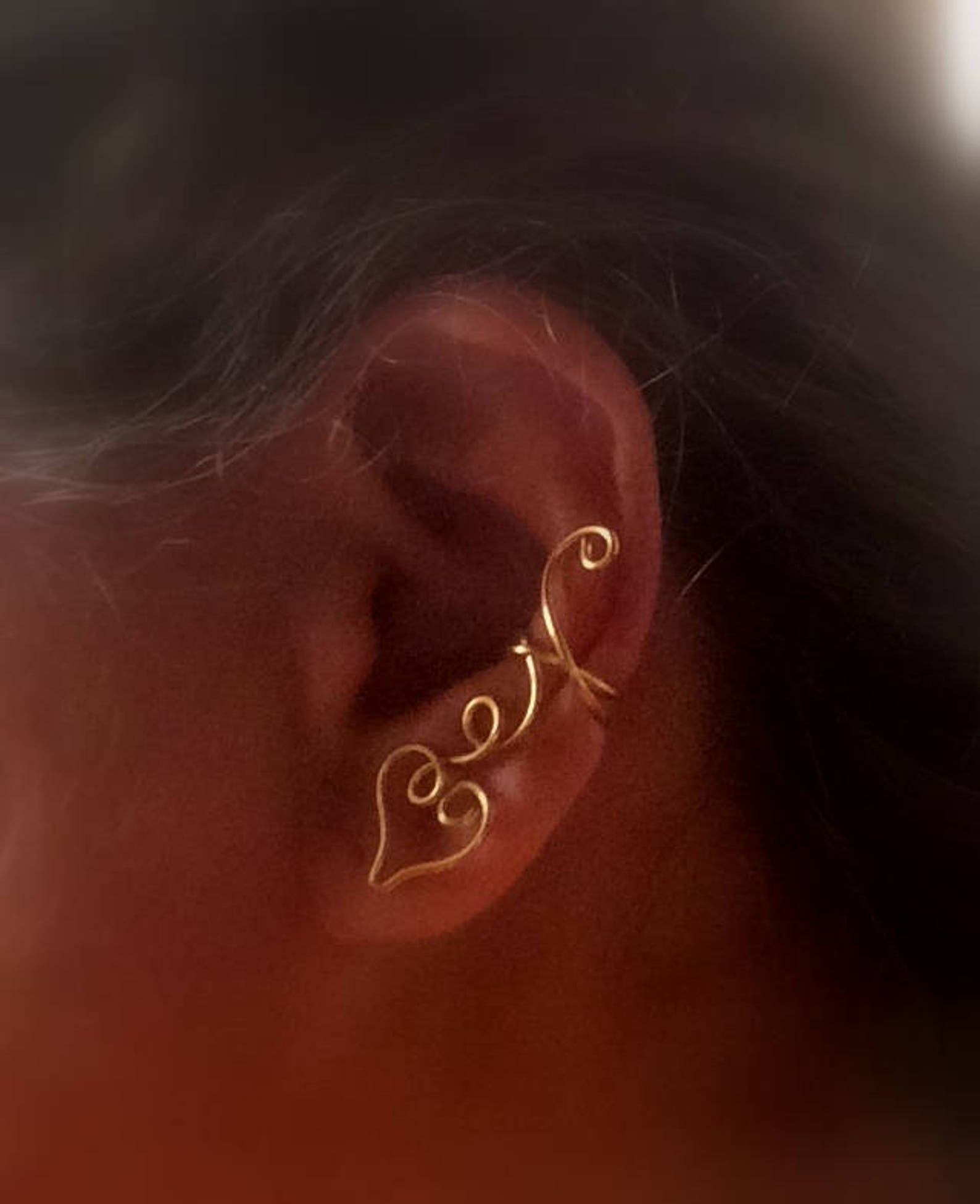 Heart and Loops Ear Cuff Ear Wrap Ear Climber Ear Jacket - Etsy