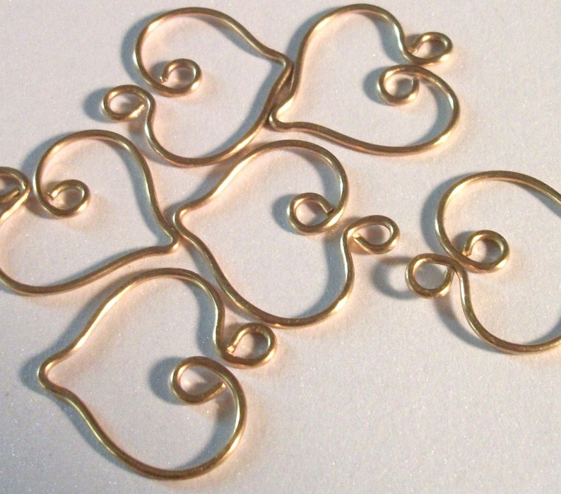 6 Valentine Wire Heart Charm Connections - Etsy