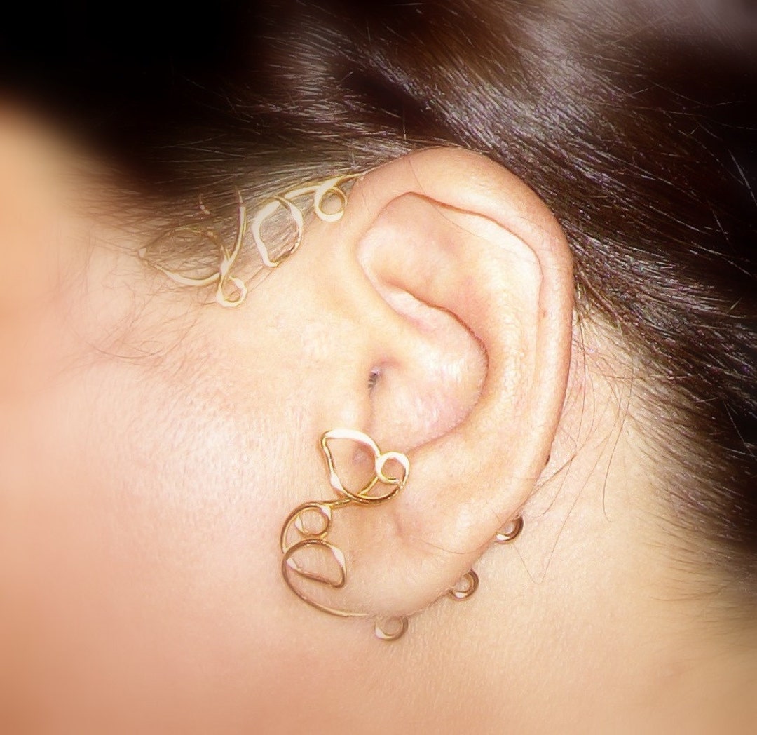 Puño para oreja, chapado en oro, joyería Vine, joyería para orejas ...