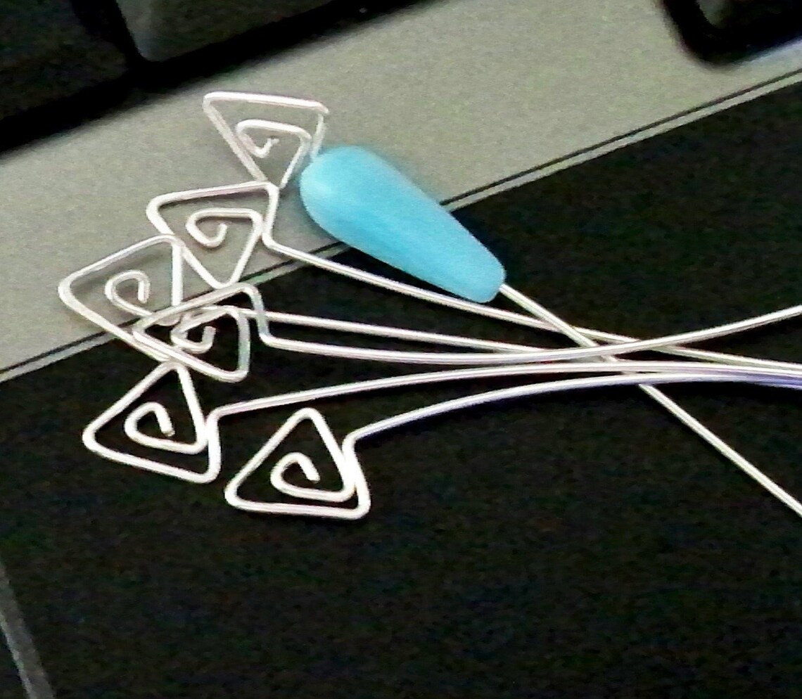 Triangle headpin fancy eyepin eyepin beading supplies | Etsy