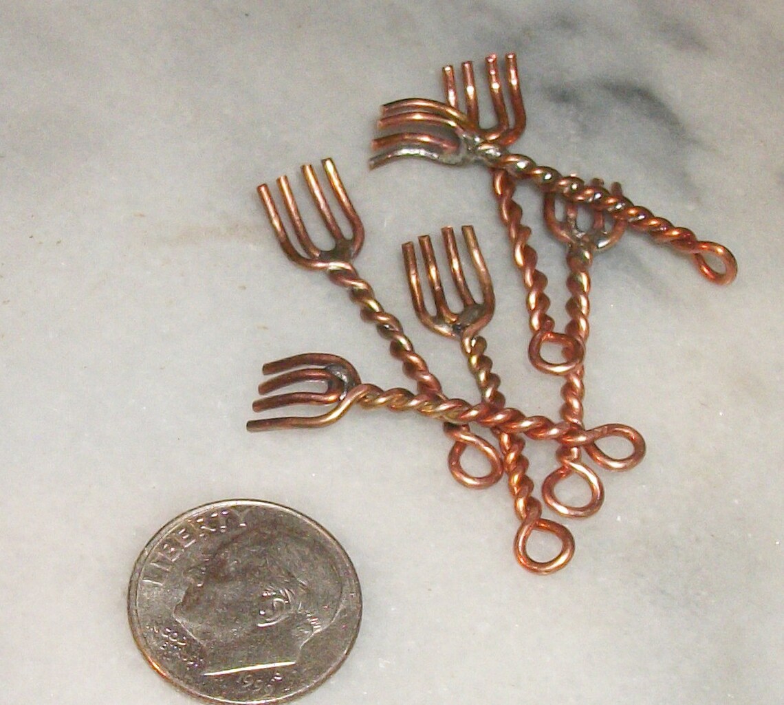 Copper Mini Charm Fork Steampunk Jewelry Altered Art Mixed - Etsy