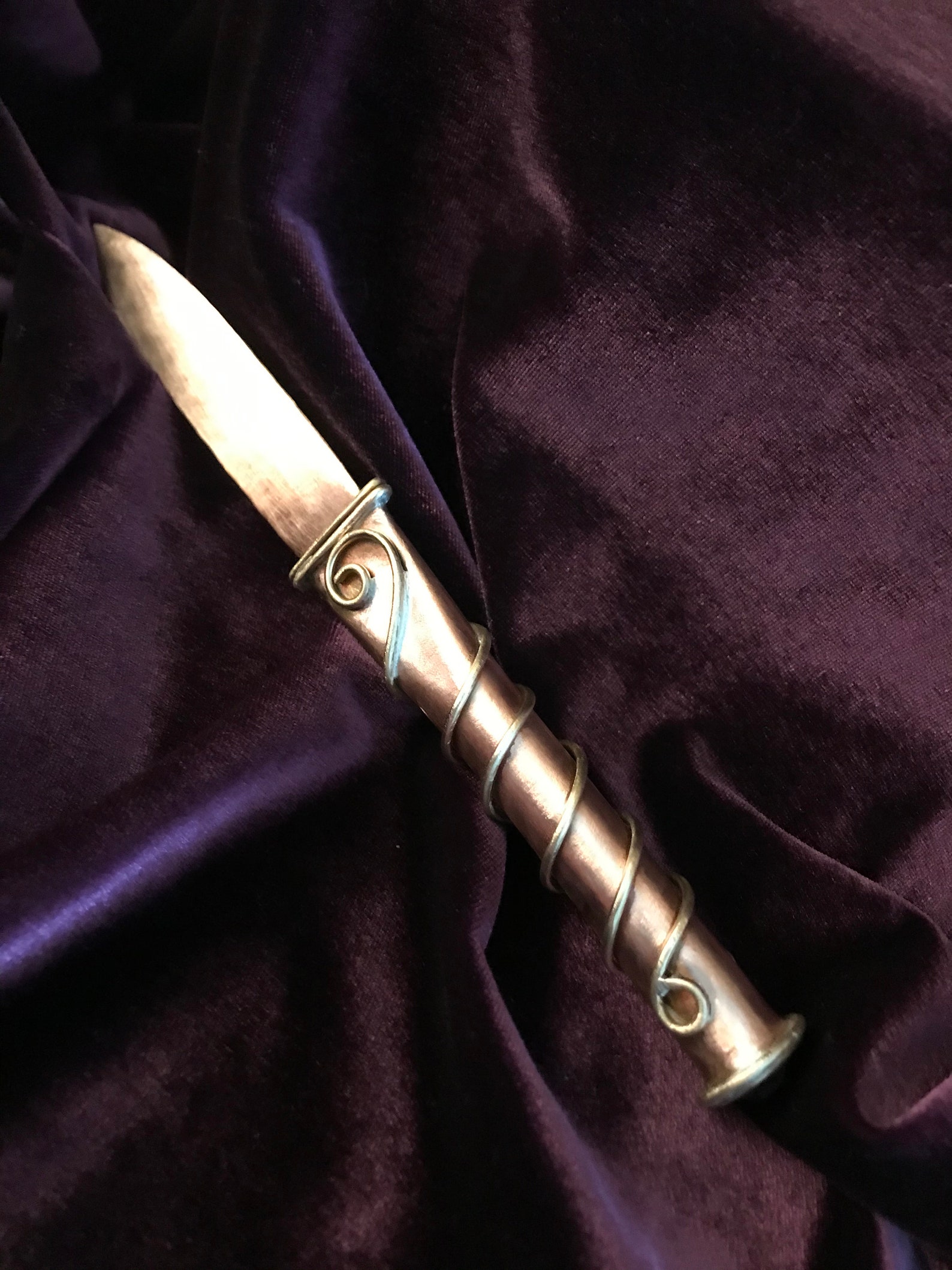 Copper Dagger, Knife, Copper and Brass Athame, Letter Opener - Etsy