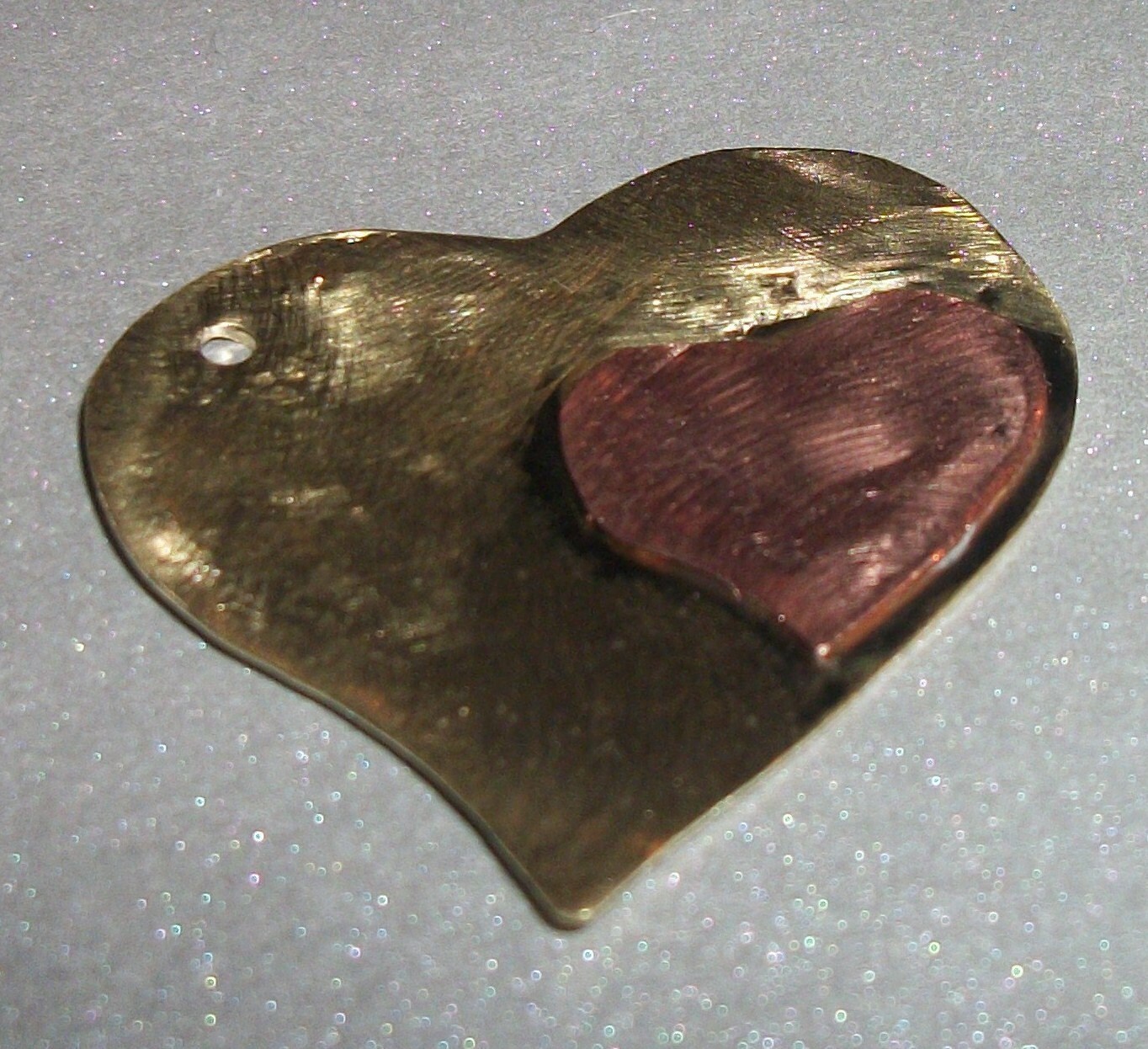 Hammered Copper Brass Double Heart Charm Pendant Key Chain - Etsy