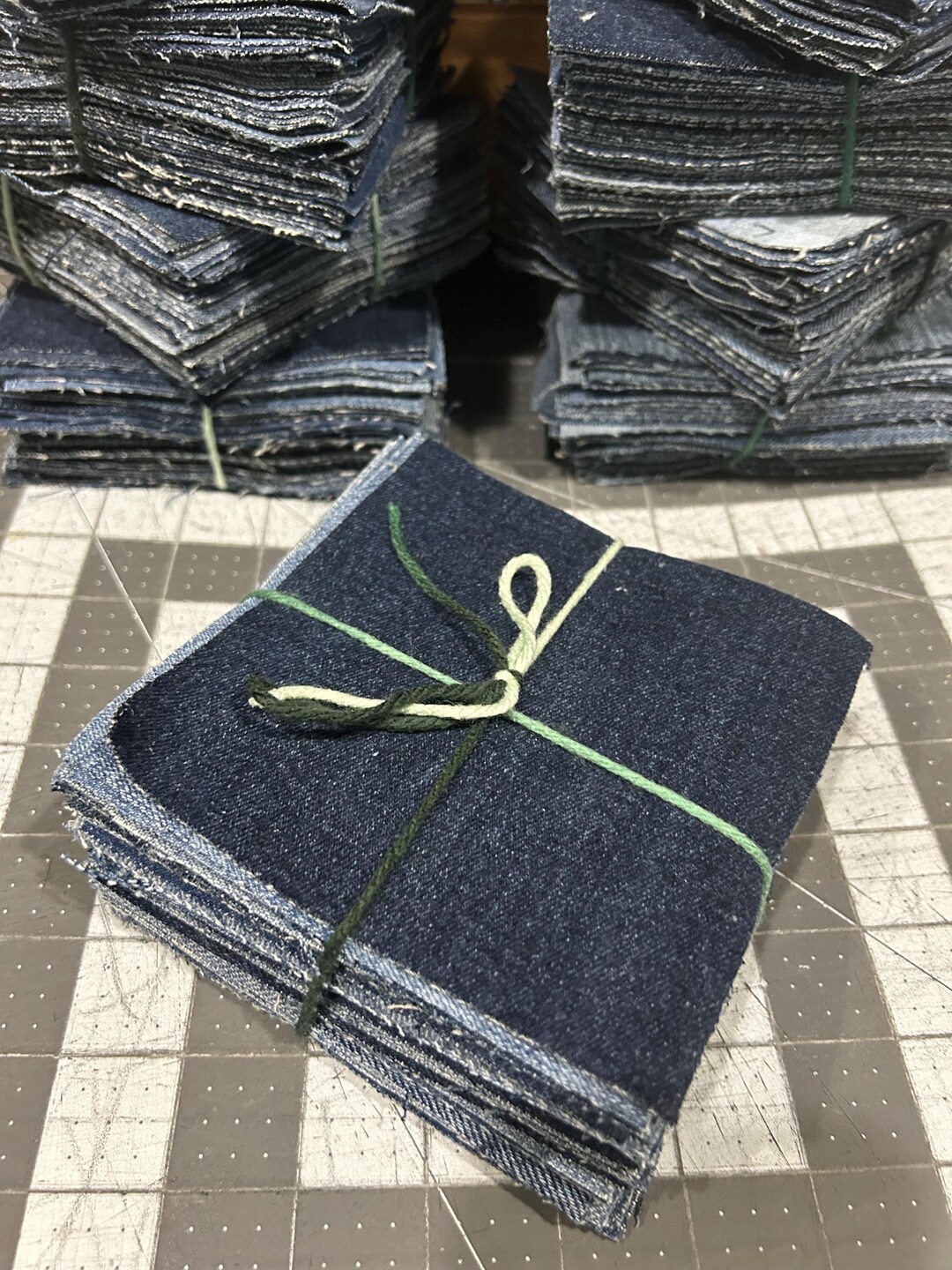 50pcs of 5 X 5 STRETCHED Jeans Squares; Denim Squares. for Quilting and ...
