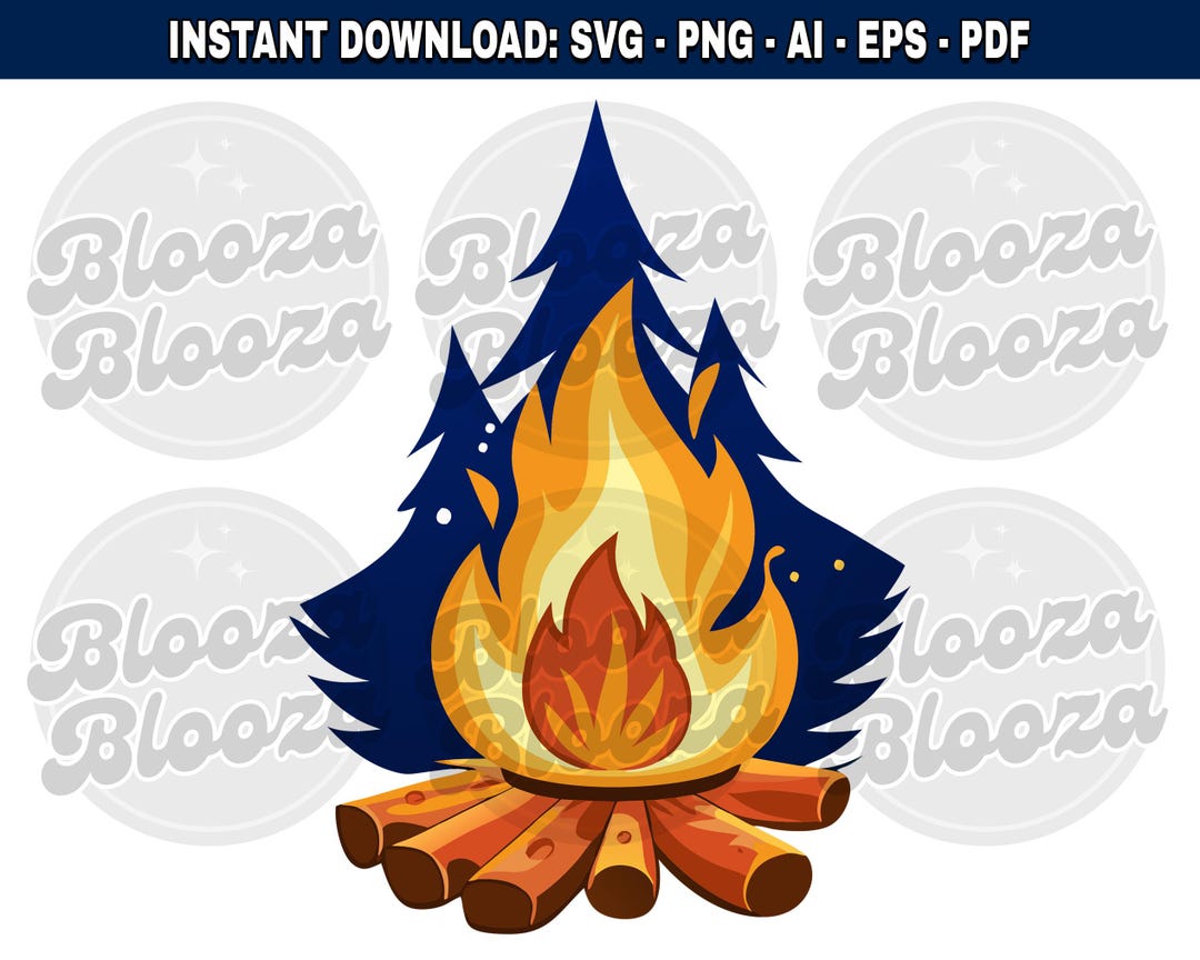 Camp Fire Camping Instant Clipart Download Design SVG PNG EPS Pdf - Etsy