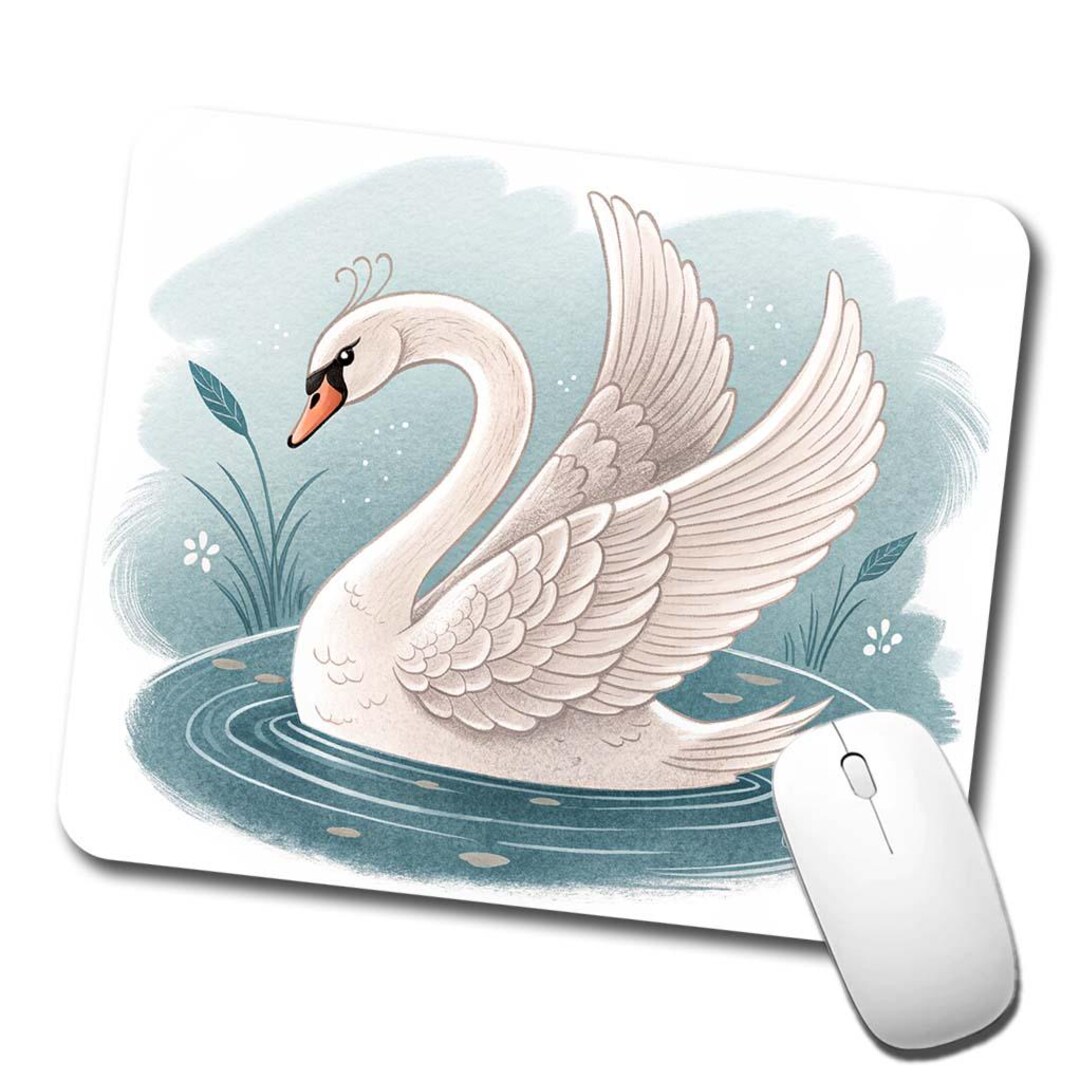 Swan Children's Illustration Style Low Profile Mouse Pad Mat - Etsy