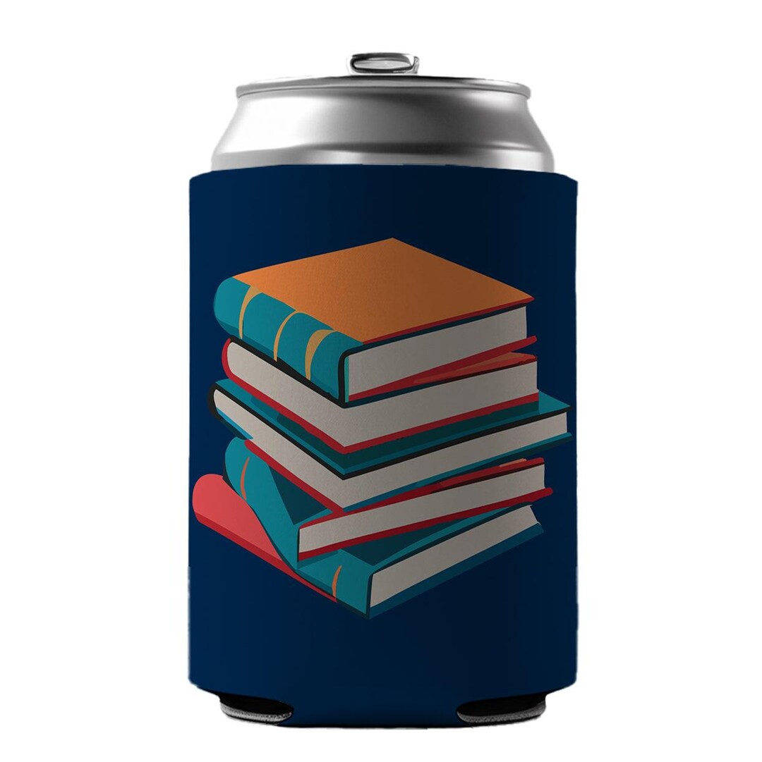 Stack of Books Reading Can Cooler Beer Soda Drink Insulated Holder ...
