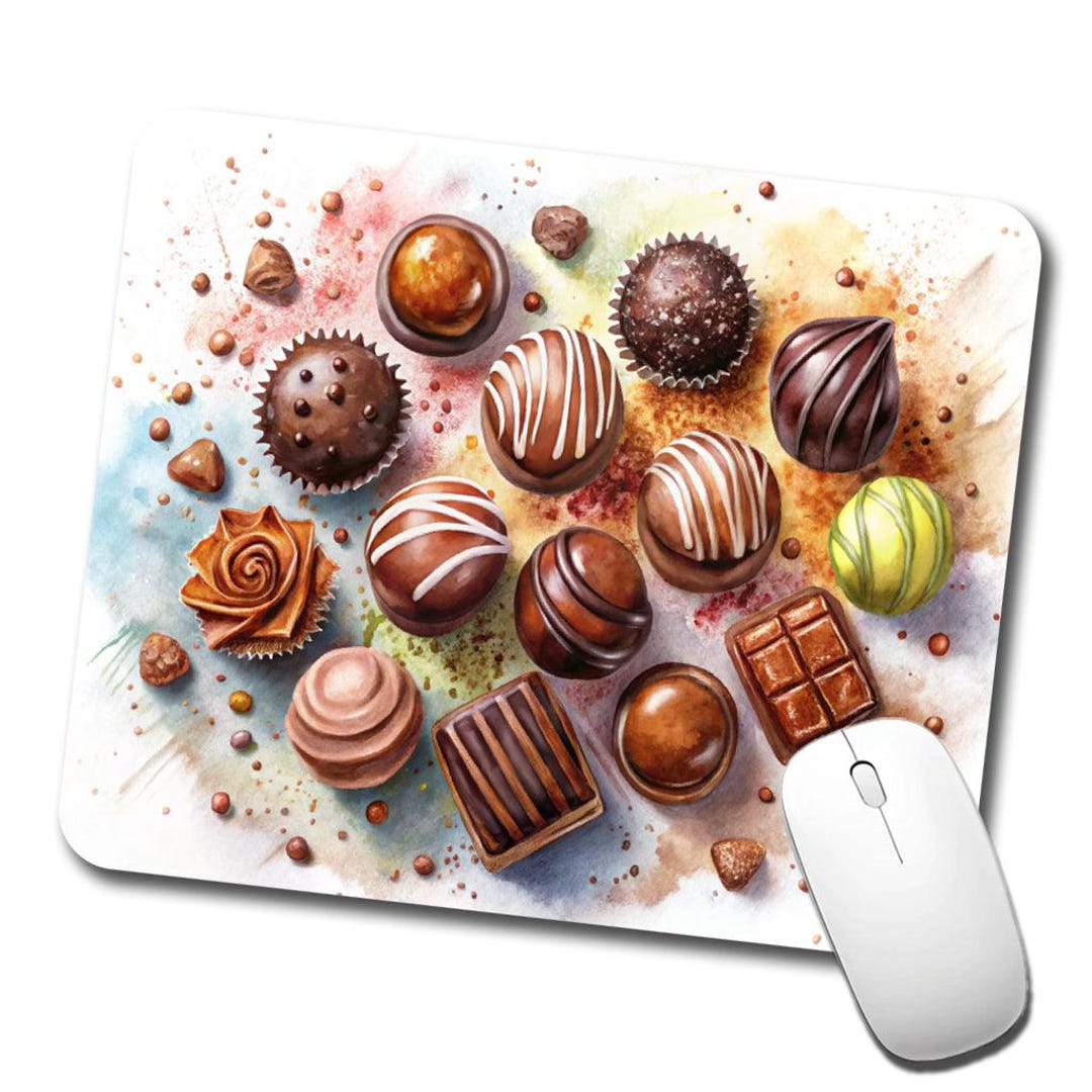 Chocolates Dark Milk Candy Watercolor Low Profile Mouse Pad Mat - Etsy