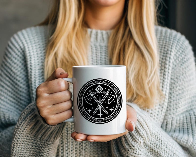 Dwarf Coin Axes Hammers Black White Instant Clipart Download Design SVG ...