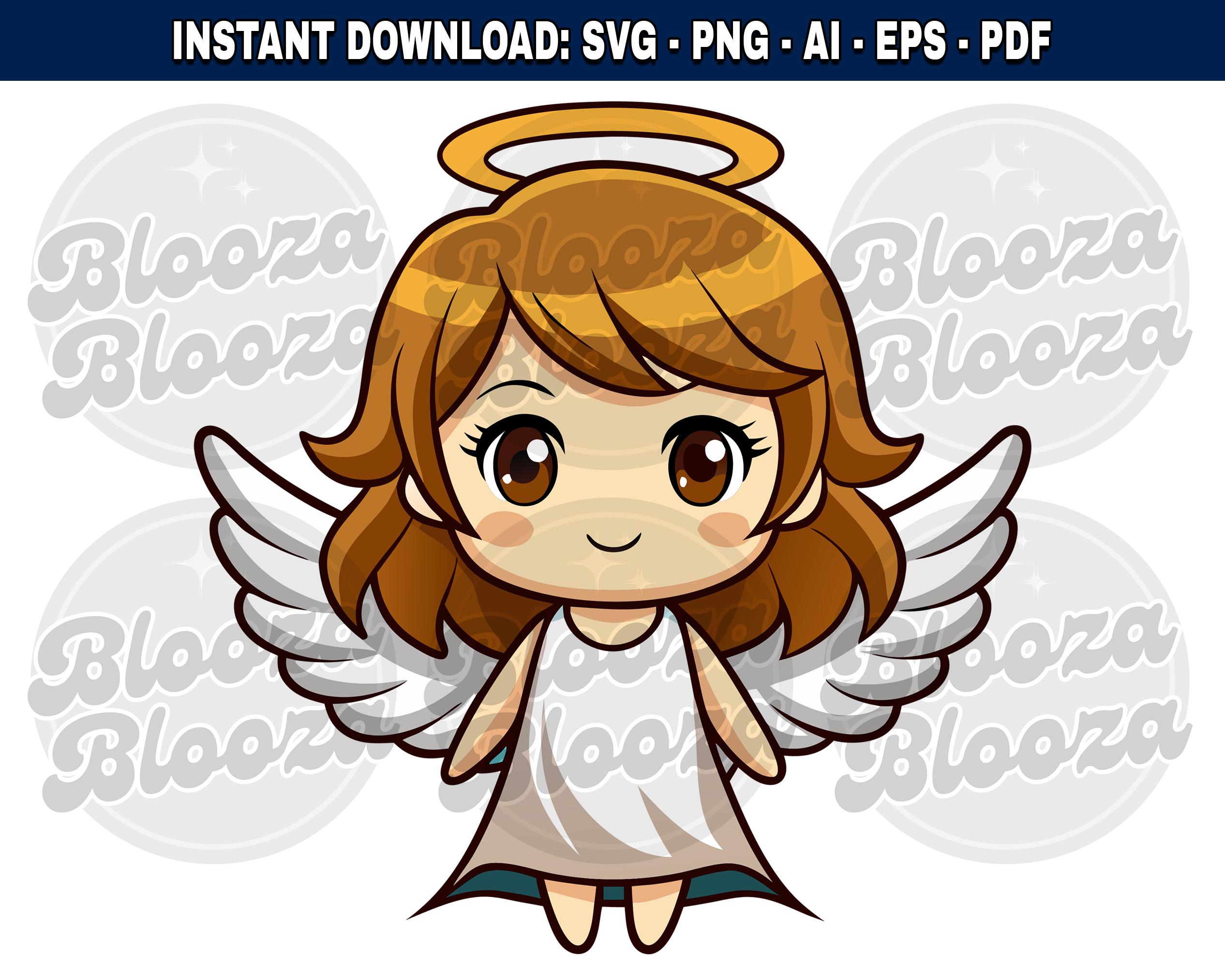 Cute Angel Brown Hair Halo Instant Clipart Download Design SVG PNG EPS Pdf - Etsy