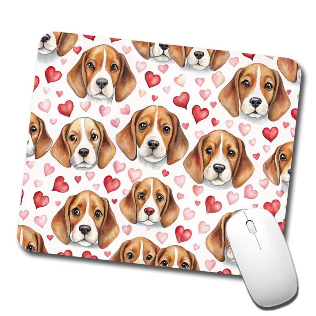 Cute Beagle Dog Faces Hearts Low Profile Mouse Pad Mat - Etsy
