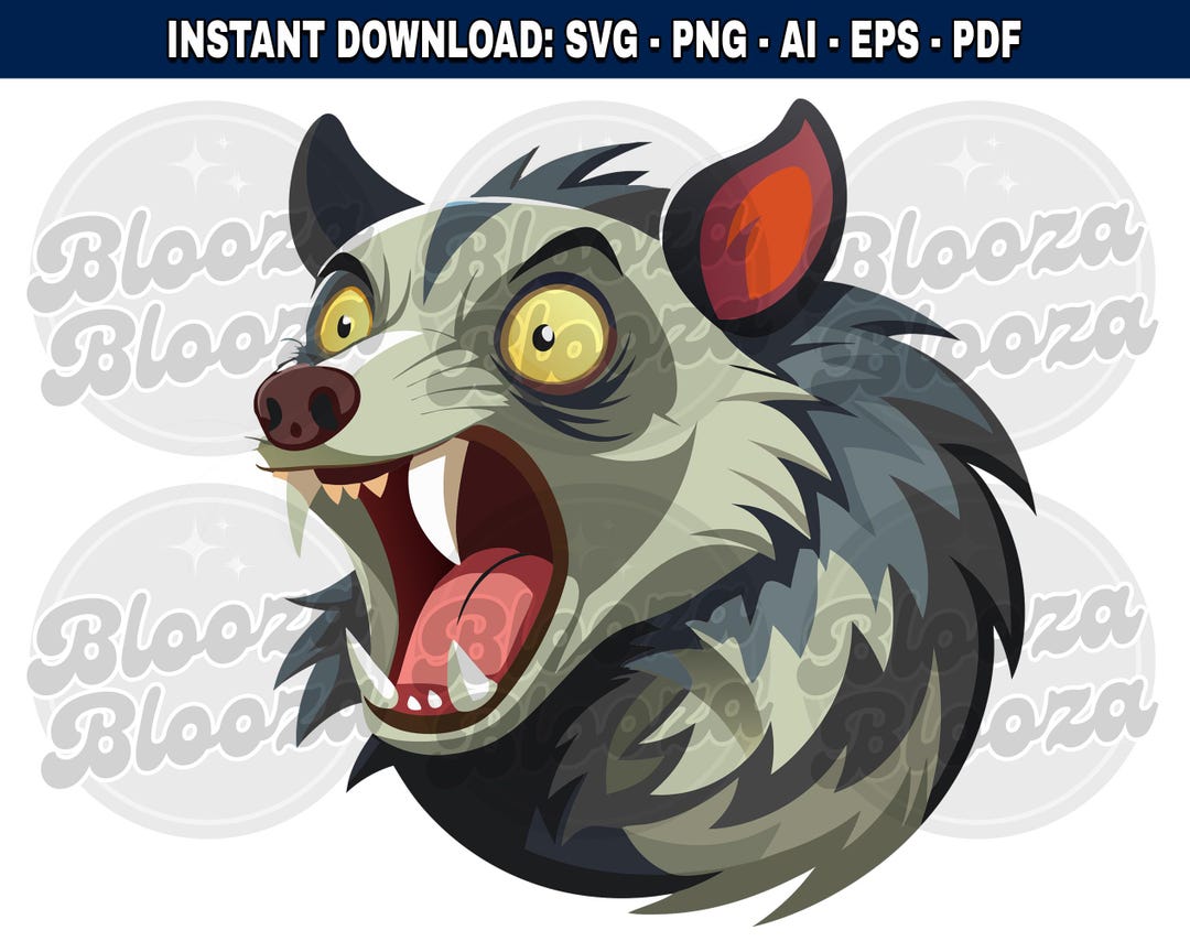 Opossum Screaming Gray Instant Clipart Download Design SVG PNG EPS Pdf ...