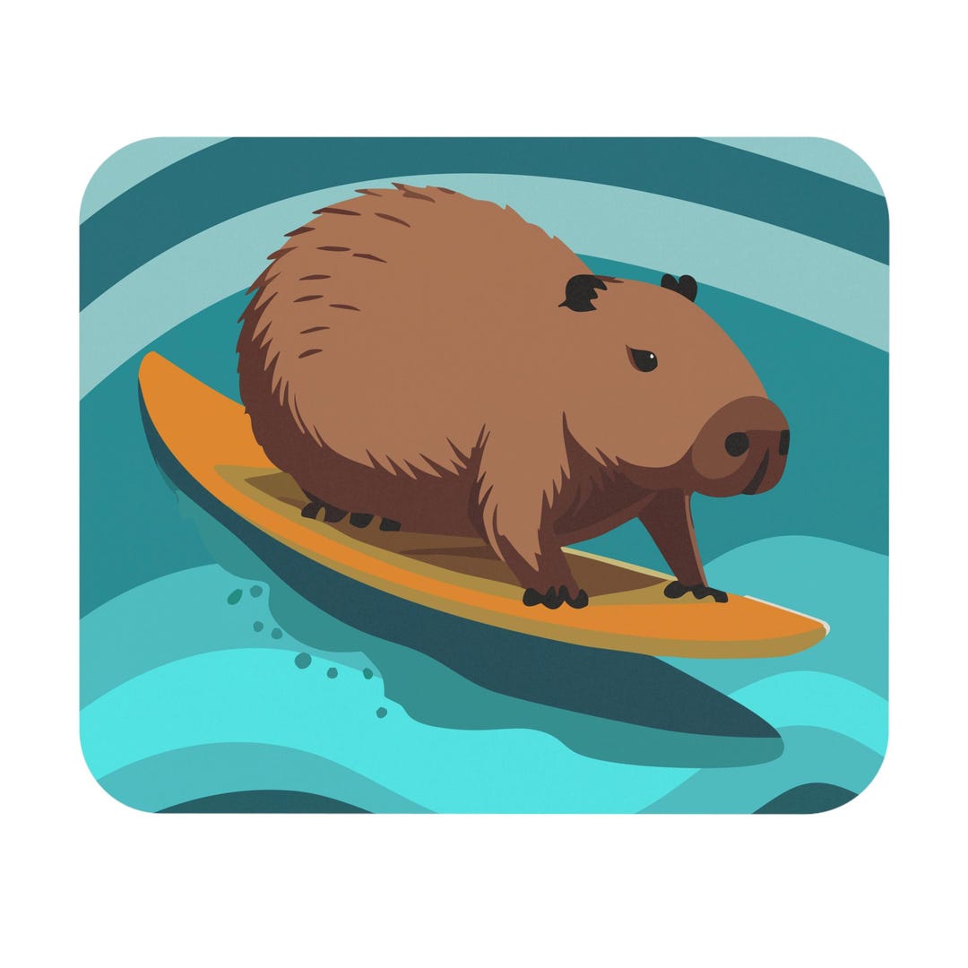 Capybara Surfing Surfer Ocean Funny Mouse Pad - Etsy