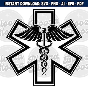 Medical Star of Life Caduceus Staff Doctor Nurse EMT Instant Clipart ...