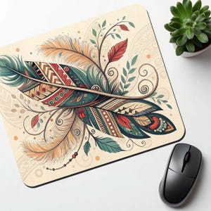 Abstract Southwestern Feather Leaf Design Low Profile Mouse Pad Mat - Etsy