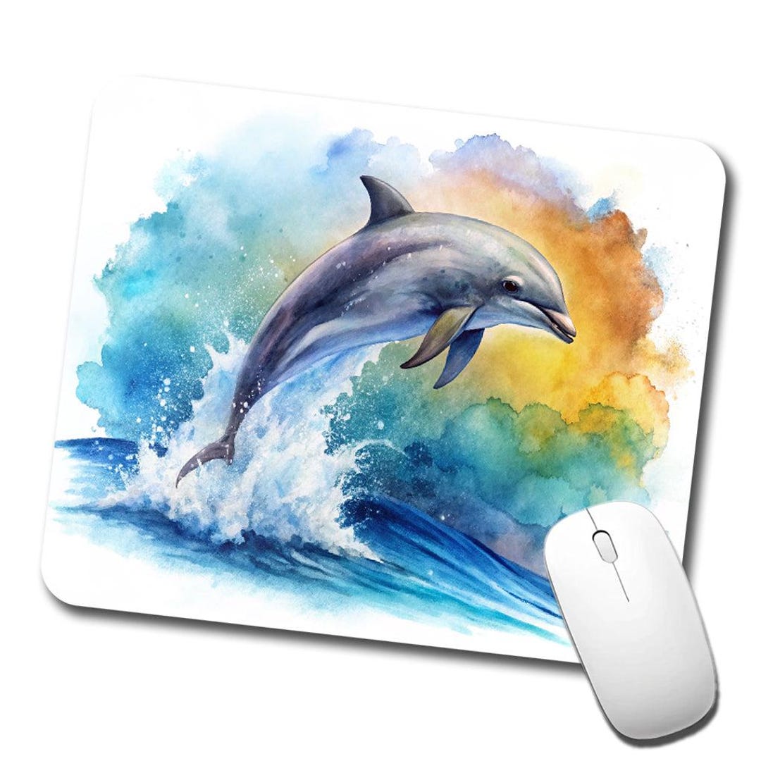 Dolphin Jumping in Ocean Watercolor Low Profile Mouse Pad Mat - Etsy