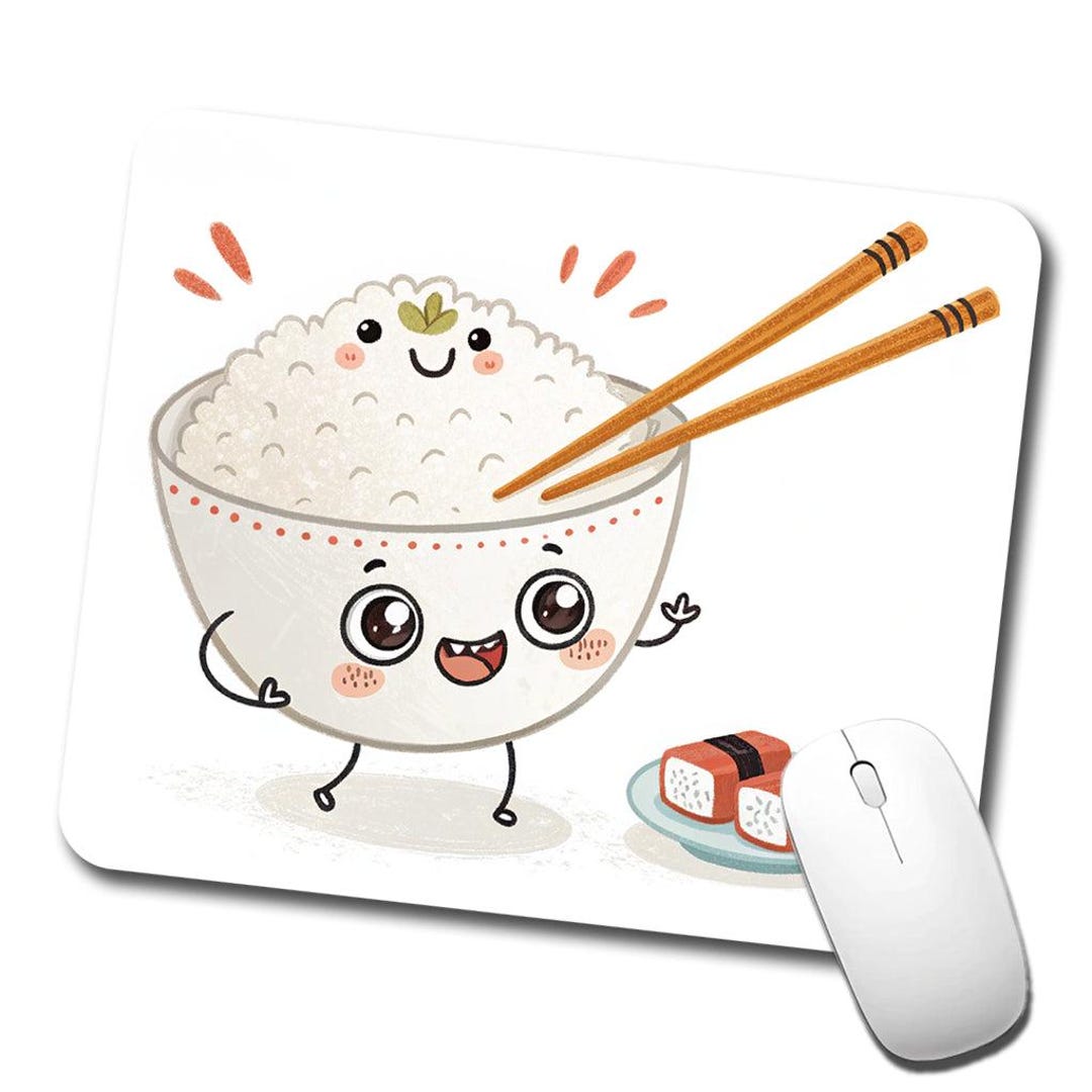 Kawaii White Rice Chopsticks Sushi Low Profile Mouse Pad Mat - Etsy