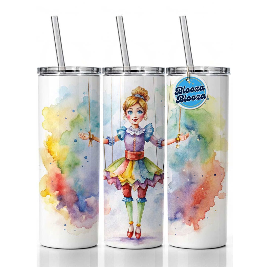 Marionette Puppet on Strings Watercolor Skinny Tumbler 20oz With Straw ...